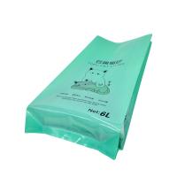 China Custom 6L Green Back Sealed Side Gusset Recyclable Plastic Vacuum Sealed Cat Litter Packaging Bags with Clear Window for sale