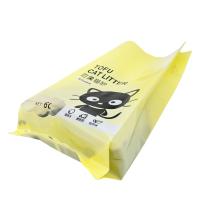 China Custom 6 L Yellow Vacuumable Strong Heavy Duty Recyclable Plastic Cat Litter Packaging Bags with Side Gusset and Window for sale