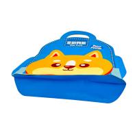 China Cute Blue School Bag Shape Flat Bottom Big Bag Of Cat Food Treat Packaging With Handle And Zipper for sale