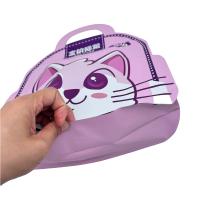 China Cute Pink School Bag Shape Flat Bottom Dog Food Storage Bag Cat Treat Packaging With Zipper Handle for sale