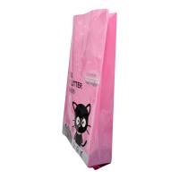 China Custom Recyclable Pink Stand Up Flat Bottom Side Gusset 3lb 5lb 10lb Cat Litter Packaging Bags with Clear Window for sale