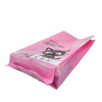 China Custom Recyclable Pink Stand Up Flat Bottom Side Gusset 3lb 5lb 10lb Cat Litter Packaging Bags with Clear Window for sale