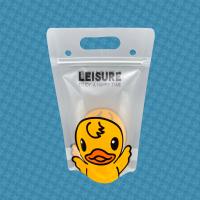 China Little Yellow Duck Design Freezable Juice Stand Up Drink Pouches with Individual Wrapped Straws for Adults and Kids for sale