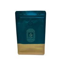 China Custom Printed 250 G AL Foil Lined Flat Bottom Coffee Bawith Front Zipper And 1 Way Valve For Coffee Beans Coffee Powder for sale