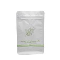 China 250g Flat Box Square Bottom Coffee Bag With Valve And Rip Zip Luxury Matte White Aluminium Foil Coated for sale