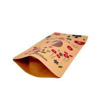 China Resealable Biodegradable Custom Compostable Pouches Kraft Paper Stand Up Zipper Bag With Clear Window for sale