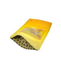 China Matte Yellow Gradient One Side Foil One Side Clear Stand Up Pouch Bags 3.5 G Weedwith Childproof Zipper for sale
