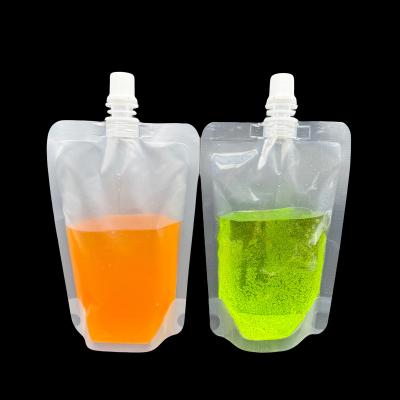 China Reusable Clear Matte Translucent Stand Up Top Middle Spout Pouch Bags for Cold Hot Drinks, Milk, Fruit Juice, Cocktail for sale
