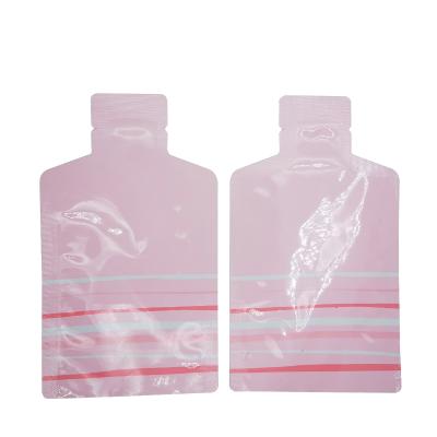 China Custom Pink Portable Cute Bottle Shape Open Bottom Aluminum Foil Pouch Package Bag with Tear Notch for Food Preservation for sale