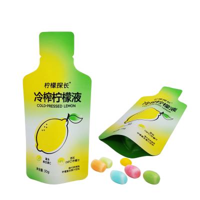 China Custom Printed Matte Bottle Shape Aluminum Foil Stand Up Pouches For Lemon Juice Drinks Packaging for sale