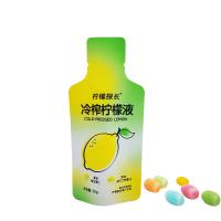 China Custom Printed Smell Proof Bottle Shaped Stand Up Pouch Bags with Foil Lined Tear Notch for Lemon Juice Drinks Packaging for sale