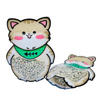 China Custom Fat Cute Cat Shape Cut Printed Stand Up Bags with Ziplock on Top and Clear Window for Snacks Food Packaging for sale