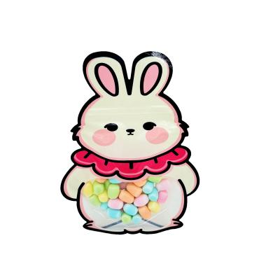 China Custom Lovely Rabbit Die-cutting Shape Stand Up Window Pouch Bags with Zipper for Children Snacks Food Packaging for sale