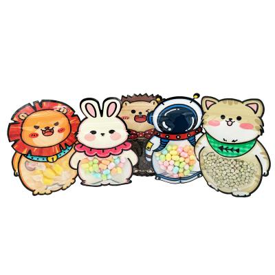 China Custom Design Animal Shape Stand Up Pouches with Zipper Clear Window for Kid Snack, Dry Food, Candy, Cookies Packaging for sale