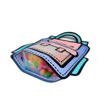 China School Bag Shaped Stand Up Pouches With Ziplock Matte Clear Window For Food Candy Packaging for sale