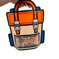 China Schoolbag Custom Shaped Pouches Plastic With Matte Clear Window For Storage Candies Sweet Treats for sale