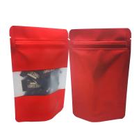 China Passionate Red Matte Metallic Foil Back Stand Up Reusable Snack Bags with Zipper and Window for Party Business for sale