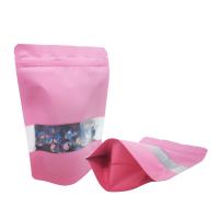 China Heat Sealable Resealable Solid Pink Color Foil Liner Mylar Stand Up Zipper Pouch Bags with Window for Packaging Food for sale