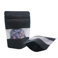 China Mysterious Black Matte Odour Proof Stand Up Ziplock Mylar Bags with Window for Candy Food Snacks Storage Packaging for sale