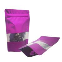 China Heat Seal Resealable Solid Purple Color Metallic Mylar Stand Up Ziplock Bags with Clear Front Window for Food Storage for sale