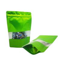 China Fresh Green Design Foil Liner Odor Proof Matte Surface Window Pouches Reusable Ziplock Bags for Food Storage for sale