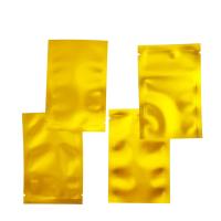 China Printed Gold Metallic Top Open Flat Mylar Foil Bags for Food, Accessories Storage for sale