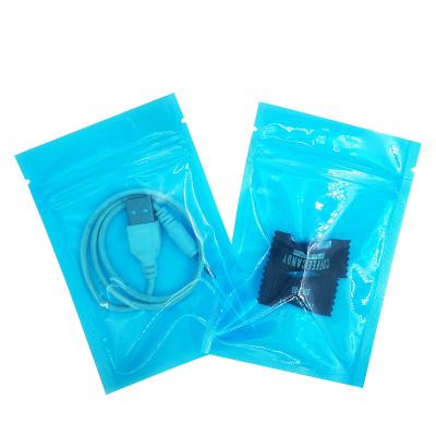 China Clear Blue Flat Resealable Food Storage Pouches Heat Seal Bags with Zipper for Food Packaging for sale
