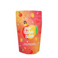 China Rainbow Design Elegant Matte Foil Liner Plastic Stand Up Pouches Custom With Zip Lock For Matcha Mango Powder for sale