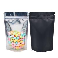 China 1.0g 3.5g 7.0g 14g 28g 13mil Clear Front Aluminum Foil Matte Black Back Stand Up Smell Proof Bags for Weed with Ziplock for sale