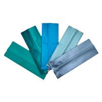 China Metal Foil Laminated Heat Seal Side Gusset Pouches for Tea Coffee Bean Blue Color Air Tight for sale