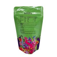 China Glossy Green Zipper Sealing Custom Stand Up Pouches For Organic Fruit Powder Packaging for sale