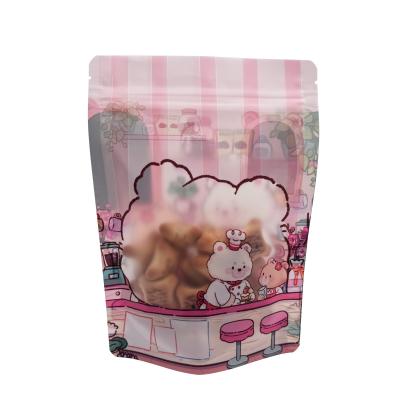 China Cartoon Design Customized Stand Up Zipper Bags For Food Packaging With Window for sale