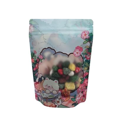 China Matte OPP Stand Up Zipper Bags With Bear Head Shape Clear Window For Food Packing for sale