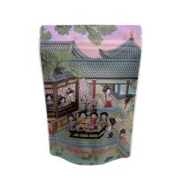 China Chinese Classical Style Plastic Stand Up Pouches With Clear Window And Zipper For Food for sale