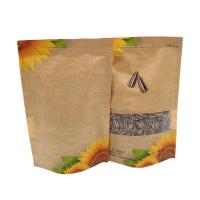 China Water Proof Resealable Ziplock Kraft Stand Up Pouches With Window For Sunflower Seed Nuts Food Packaging for sale