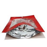 China Glossy Red Resealable Ziplock Custom Printed Coffee Bag with Clear Window Foil Back Bottom for Packaging Instant Coffee for sale