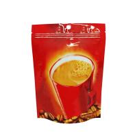 China Glossy Red Resealable Ziplock Custom Printed Coffee Bag with Clear Window Foil Back Bottom for Packaging Instant Coffee for sale