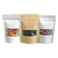 China Water-proof Plastic Laminat Resealable Ziplock Brown Kraft Bags with Window for Storage Tea, Coffee Bean, Food Packaging for sale