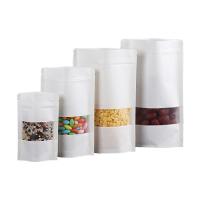 China Biodegradable PLA White Paper Stand Up Pouches Resealable Zipper Bags  16 oz for sale