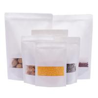China Resealable Zipper And Clear Window  Compostable Stand Up Pouches Natural Kraft Paper Stand Up for sale