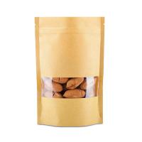 China Resealable Zipper And Clear Window  Compostable Stand Up Pouches Natural Kraft Paper Stand Up for sale