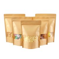 China In Stock Kraft Stand Up Pouches With Reclosable Zipper For Rice Spices  Beans  Candy Snacks for sale