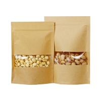 China 16 oz Biodegradable PLA Natural Kraft Stand Up Pouches Resealable Zipper Bags for Dry Nuts Beans for sale