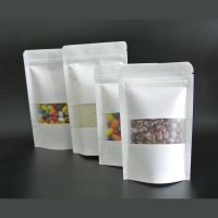 China Water-proof Matte Plastic Film Laminate Stand Up White Paper Pouch with Zipper Window for Snacks, Candy, Food Packaging for sale