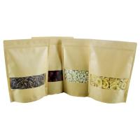 China Water-proof Plastic Laminat Resealable Ziplock Brown Kraft Bags with Window for Storage Tea, Coffee Bean, Food Packaging for sale