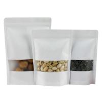 China Biodegradable PLA White Paper Stand Up Pouches Resealable Zipper Bags  16 oz for sale