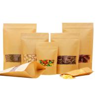 China In Stock Kraft Stand Up Pouches With Reclosable Zipper For Rice Spices  Beans  Candy Snacks for sale