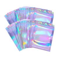 China Heat Sealable Resealable Holographic Mylar Bags with Reclosable Ziplock for Packing Food Multipurpose Storage for sale