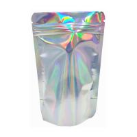China 4.7x7.9 Inch Resealable Mylar Holographic Ziplock Foil Stand Up Pouches For Candy Coffee Food Packaging for sale