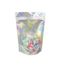 China 5x7 Inch Ziplock Heat Sealable Holographic Resealable Stand Up Pouches for Parties Business Packaging Food Storage for sale